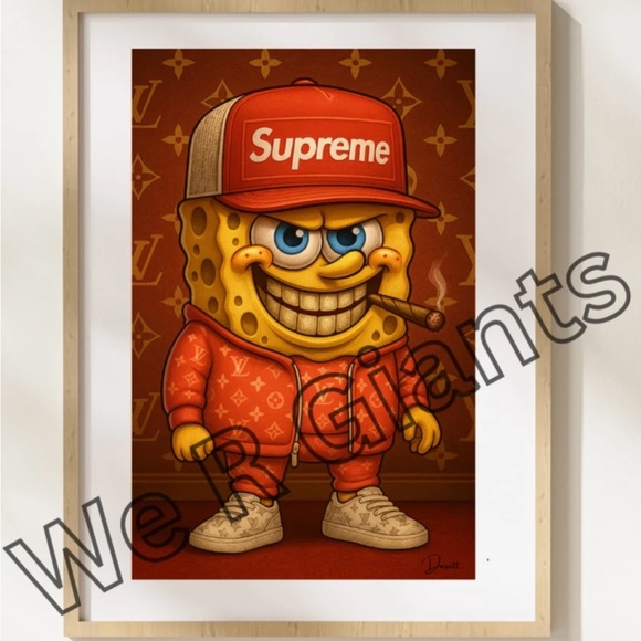 Art | Sponge Bob X Supreme X Louis Vuitton 11x17 Poster Sponge Bob ...